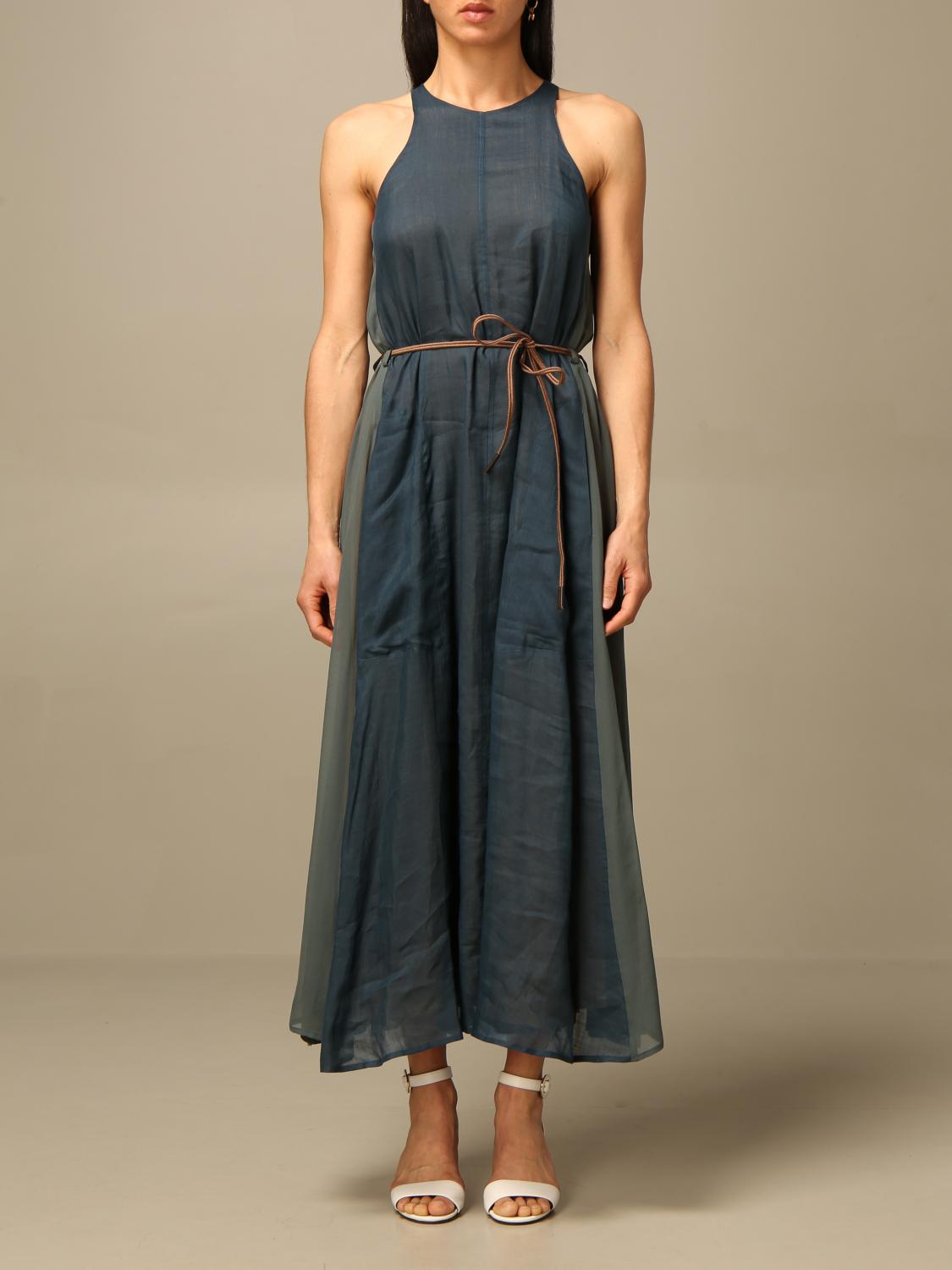 ALYSI: midi dress in silk blend | Dress Alysi Women Petroleum Blue ...