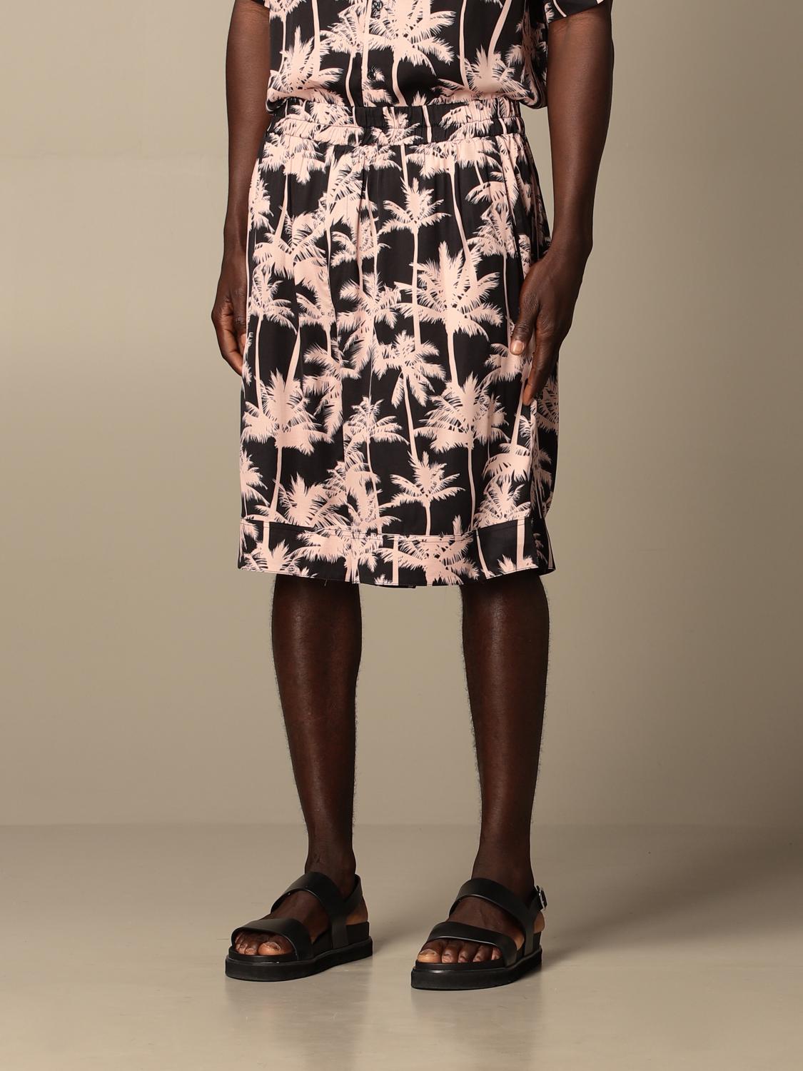 LANEUS: jogging shorts with palm pattern - Black | Short Laneus BRU6517 ...