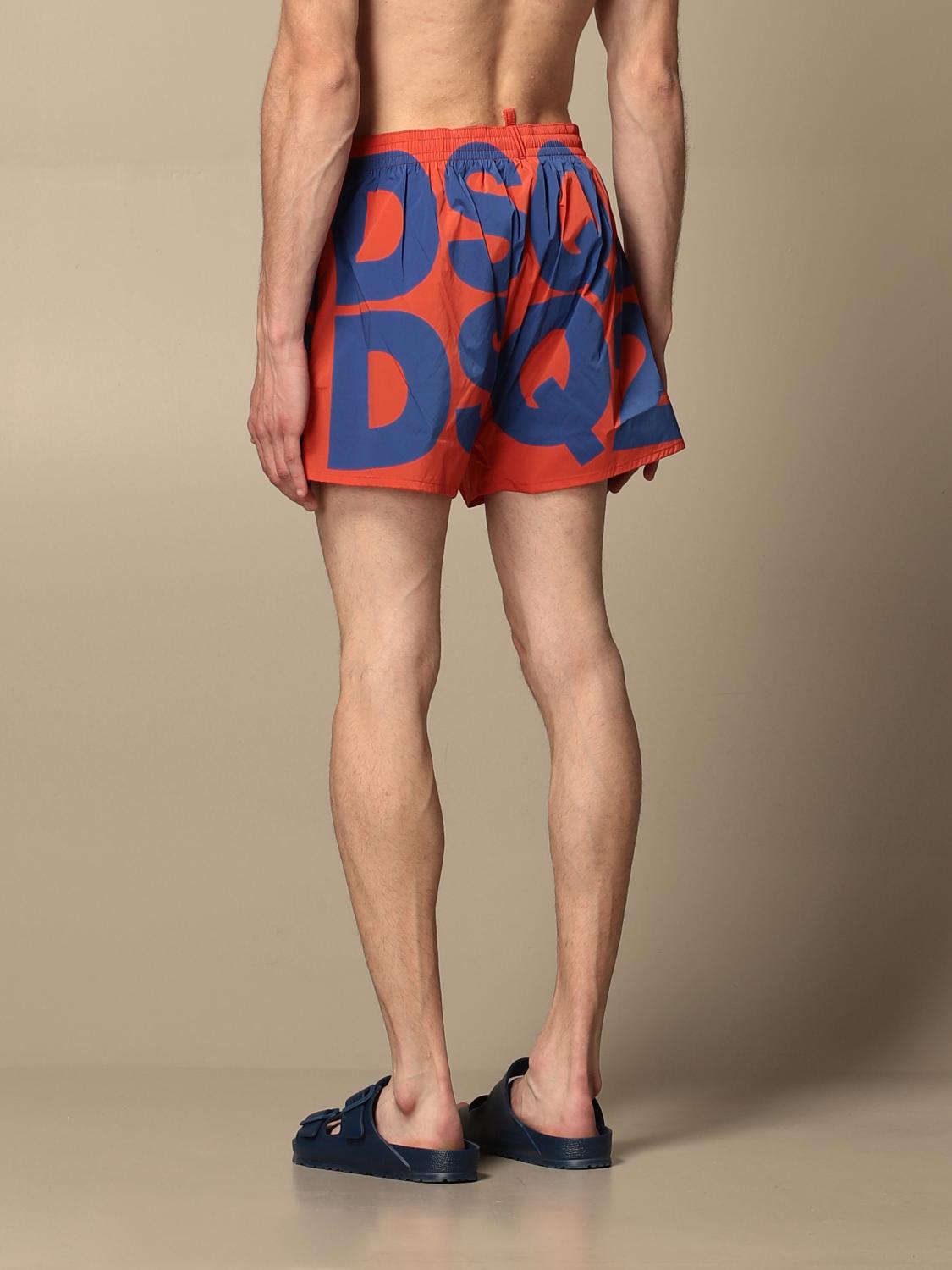 DSQUARED2: swim short with logo print - Red | Dsquared2 swimsuit ...