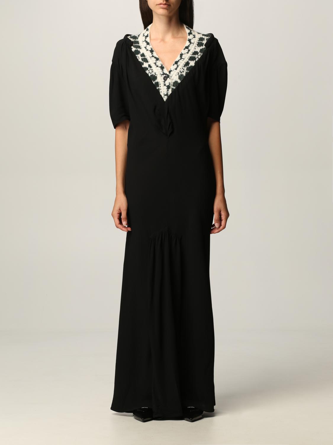 PRADA: sablé suit with wool insert - Black | Prada dress P3F93 1ZP0 ...