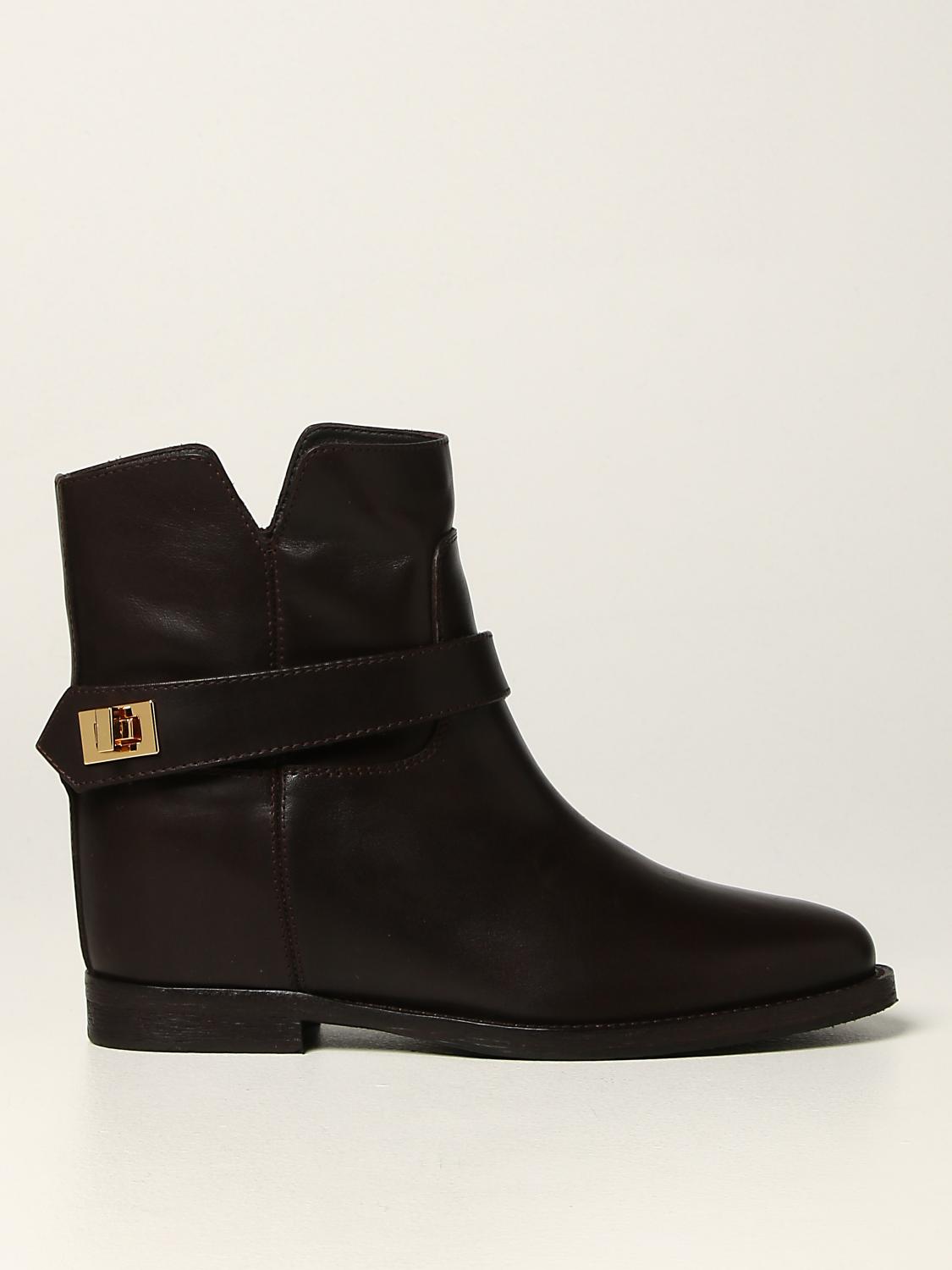 VIA ROMA 15: Via Roma 13 Malibù ankle boot in leather - Dark | Via Roma ...