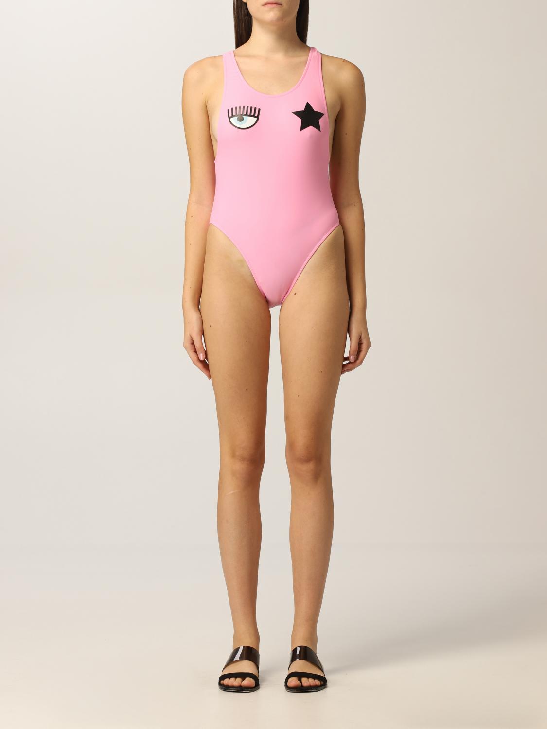 Chiara Ferragni Eyes Flirting One Piece Swimsuit Pink Chiara