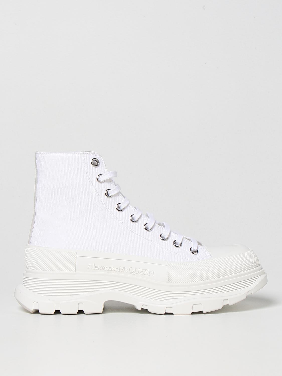 ALEXANDER MCQUEEN: canvas high-top sneakers - White | Alexander Mcqueen ...