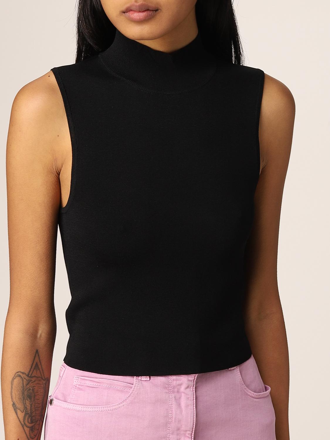Patrizia Pepe Cropped Top In Viscose Blend Black Patrizia Pepe Top