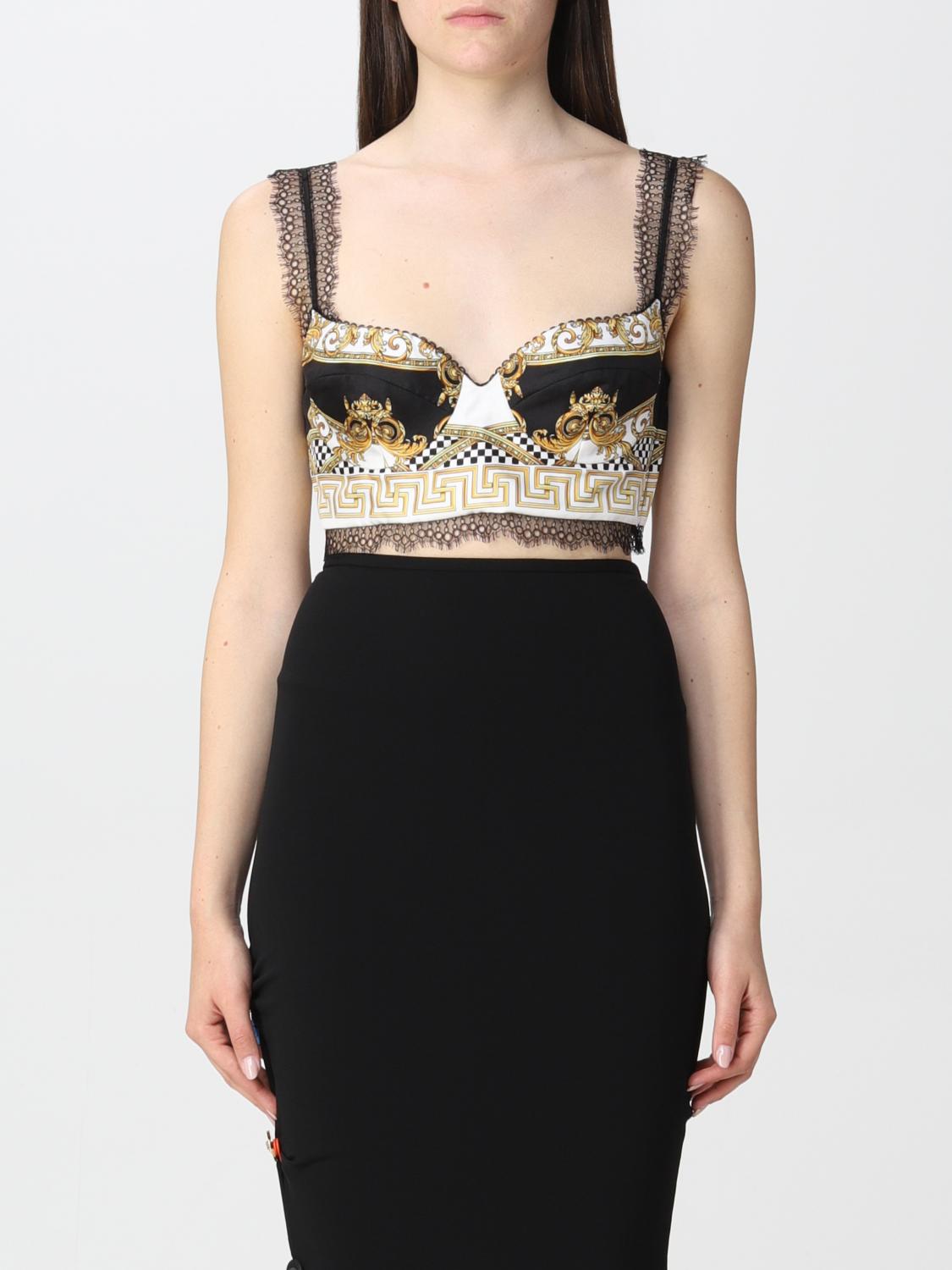 VERSACE: printed silk bralette - White | Versace top 10013471A03065 ...