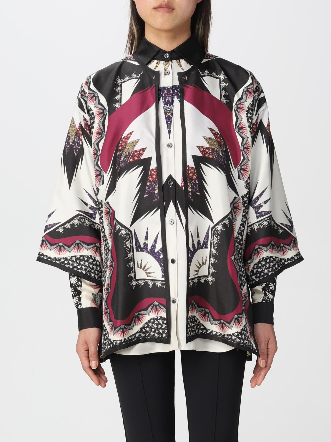 ETRO: geometric print silk poncho - Black | Etro cape 150069486 online ...