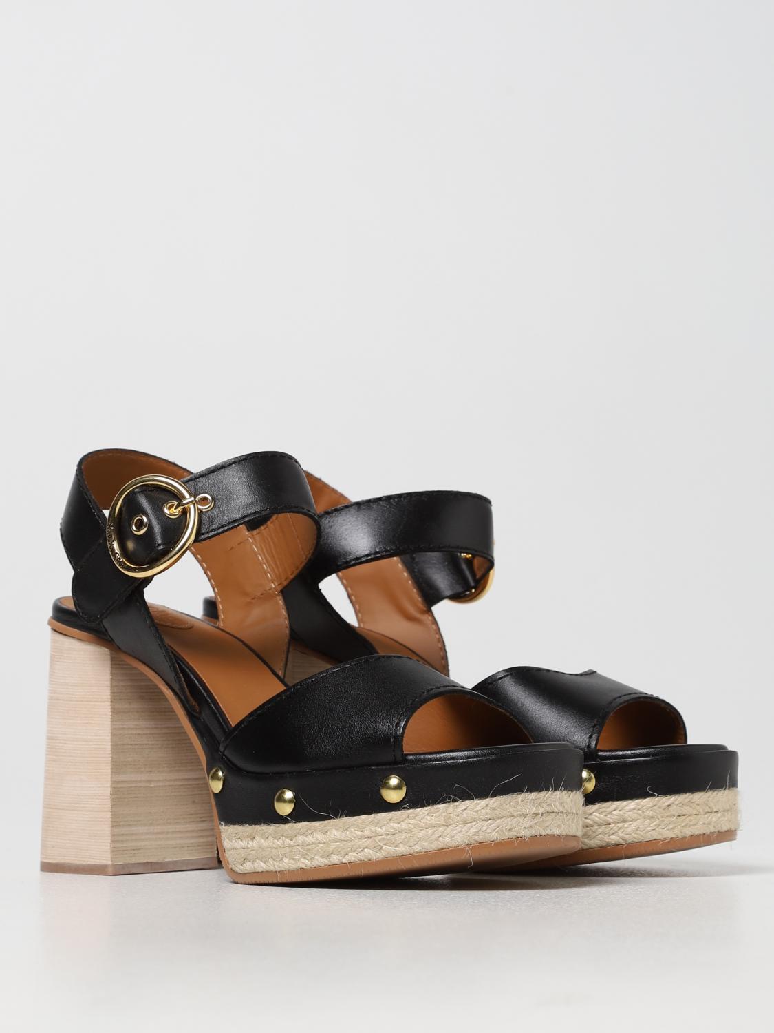SEE BY CHLOÉ: Sandalo con tacco in pelle - Nero | Sandali Con Tacco See ...