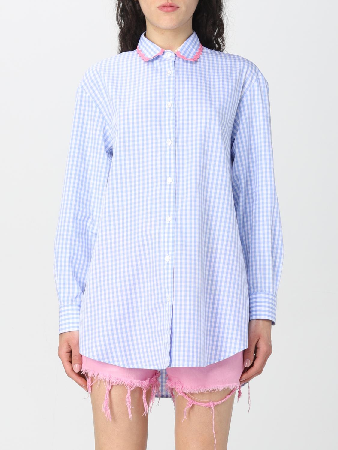 Mc2 Saint Barth Brigitte Checked Long-sleeve Shirt In Gnawed Blue ...