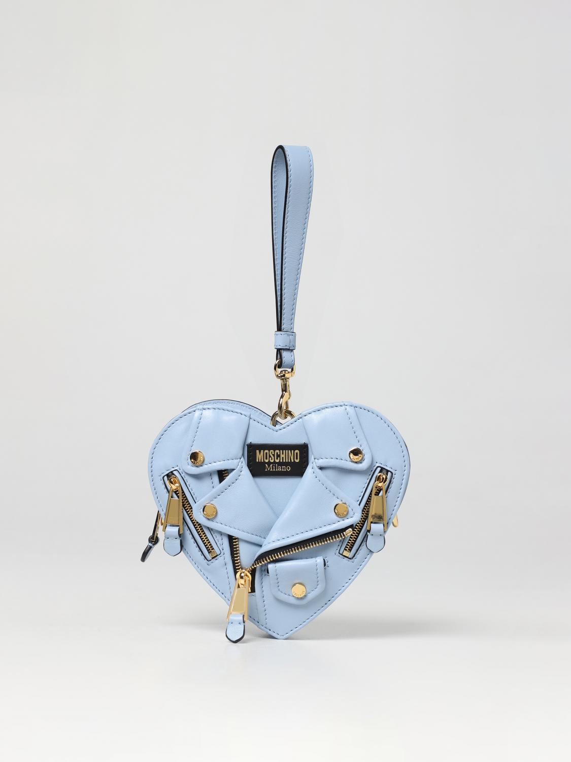 MOSCHINO COUTURE: Heart Biker leather bag - Gnawed Blue | Moschino ...