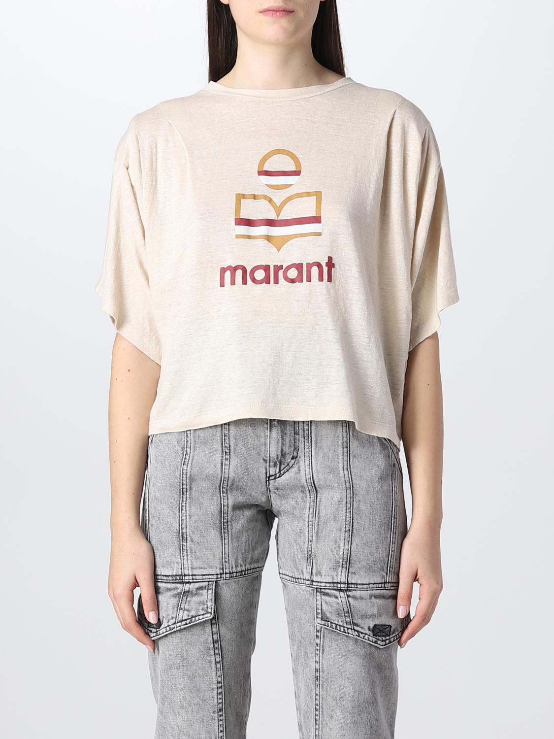ISABEL MARANT ETOILE: T-shirt con logo - Beige | T-Shirt Isabel Marant ...