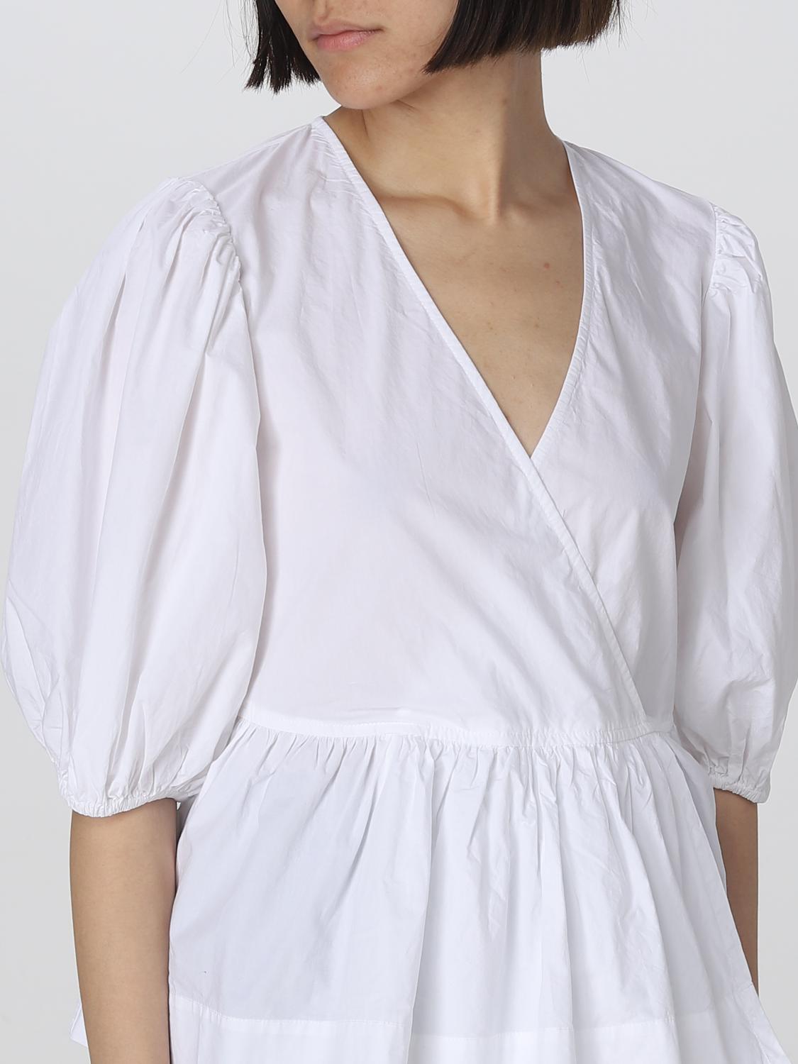 GANNI: top for woman - White | Ganni top F7607 online on GIGLIO.COM