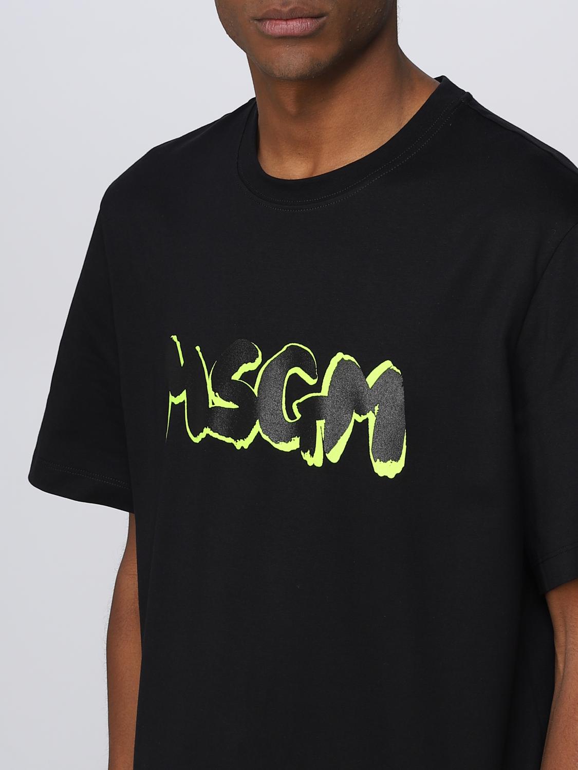 MSGM: t-shirt for man - Black | Msgm t-shirt MM200237002 online on GIGLIO.COM