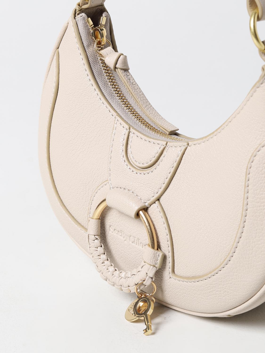 SEE BY CHLOÉ: Borsa Hana in pelle a grana - Beige | Borsa A Spalla See By Chloé CHS23ASC17305 ...