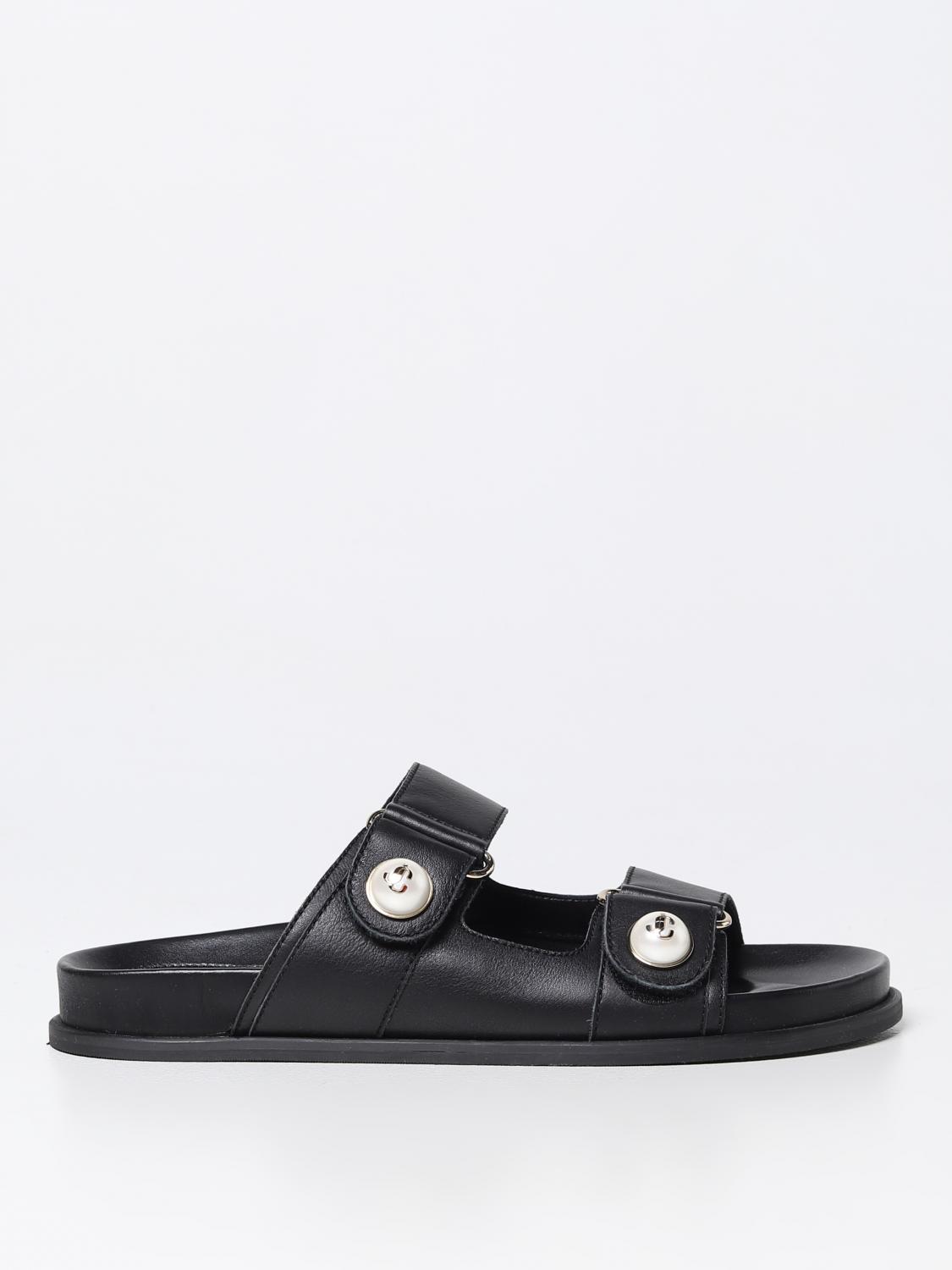 JIMMY CHOO: Sandalo Fayence in pelle con perle sintetiche cabochon ...