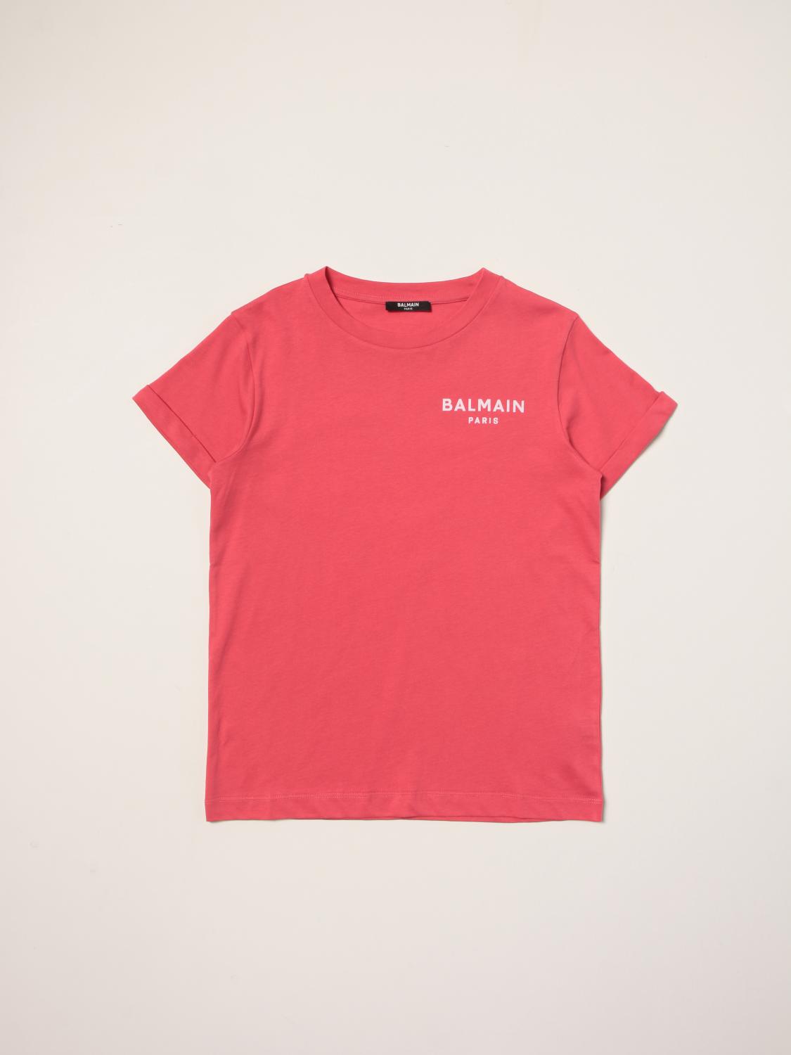 BALMAIN: t-shirt with logo - Red | Balmain t-shirt 6Q8041Z0082 online ...