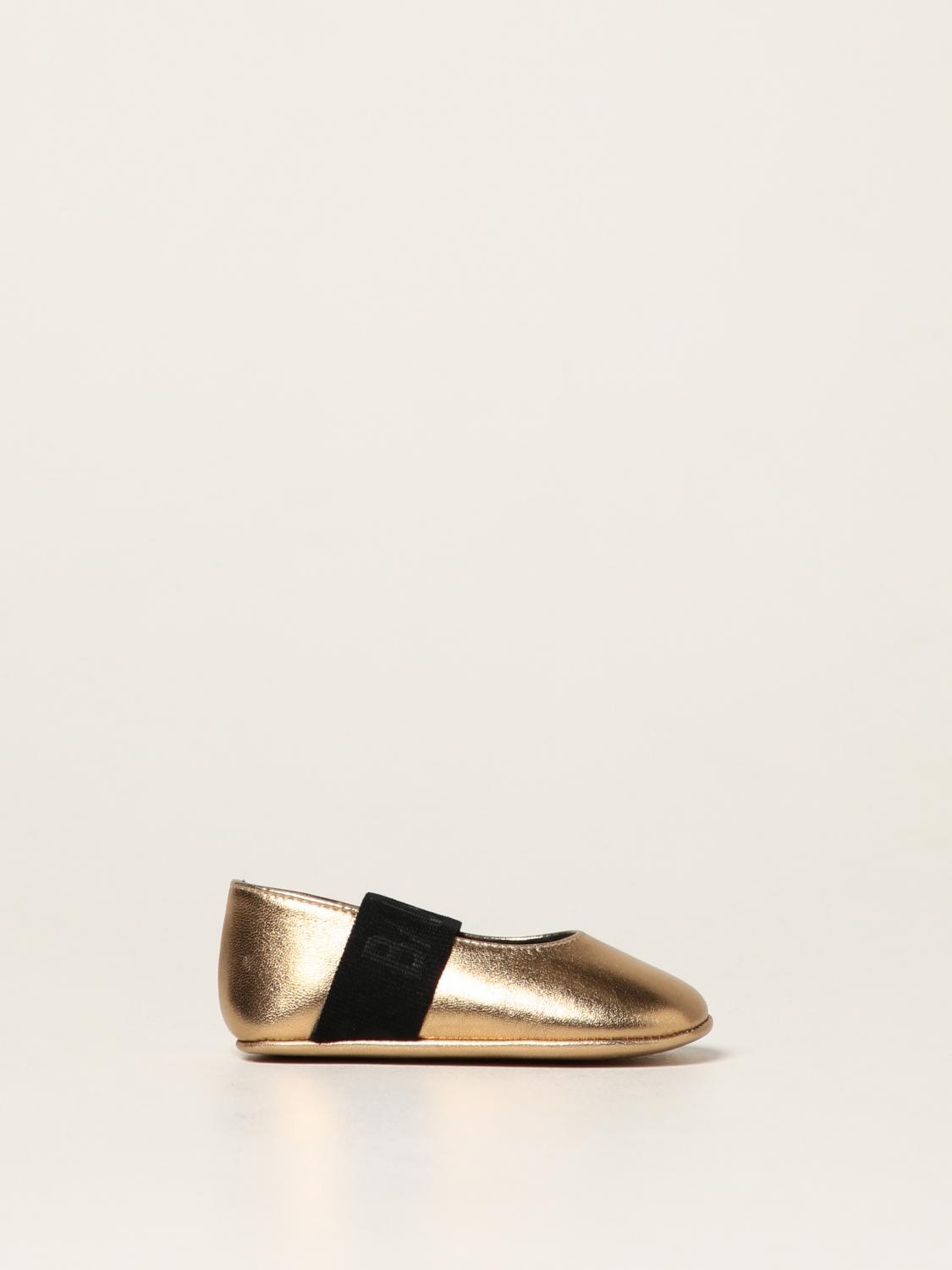 BALMAIN: laminated leather ballet flats - Gold | Balmain shoes ...