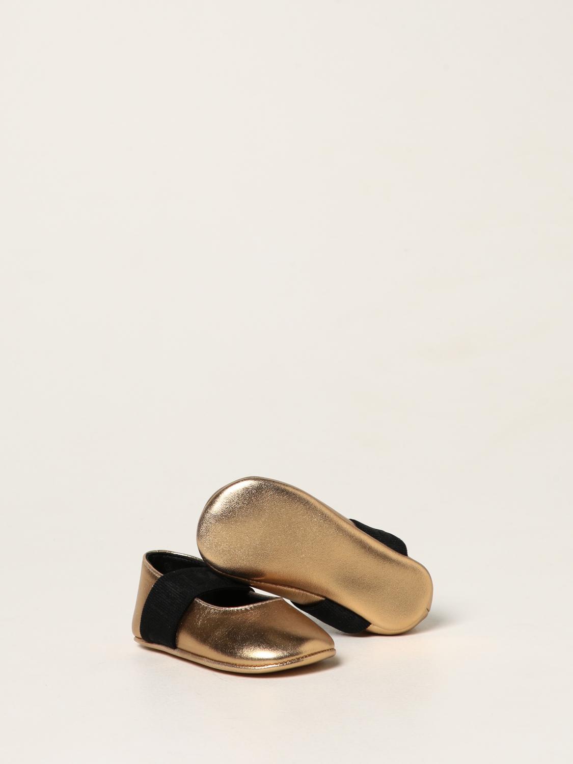 BALMAIN: laminated leather ballet flats - Gold | Balmain shoes ...