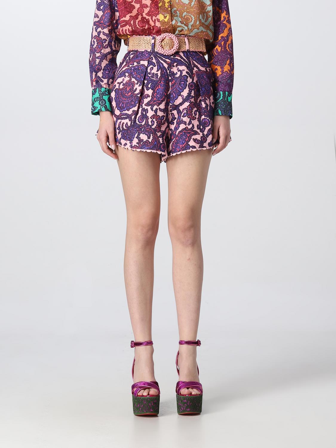 Zimmermann Tiggy Belted Scalloped Paisley-print Linen Shorts In Rosa ...