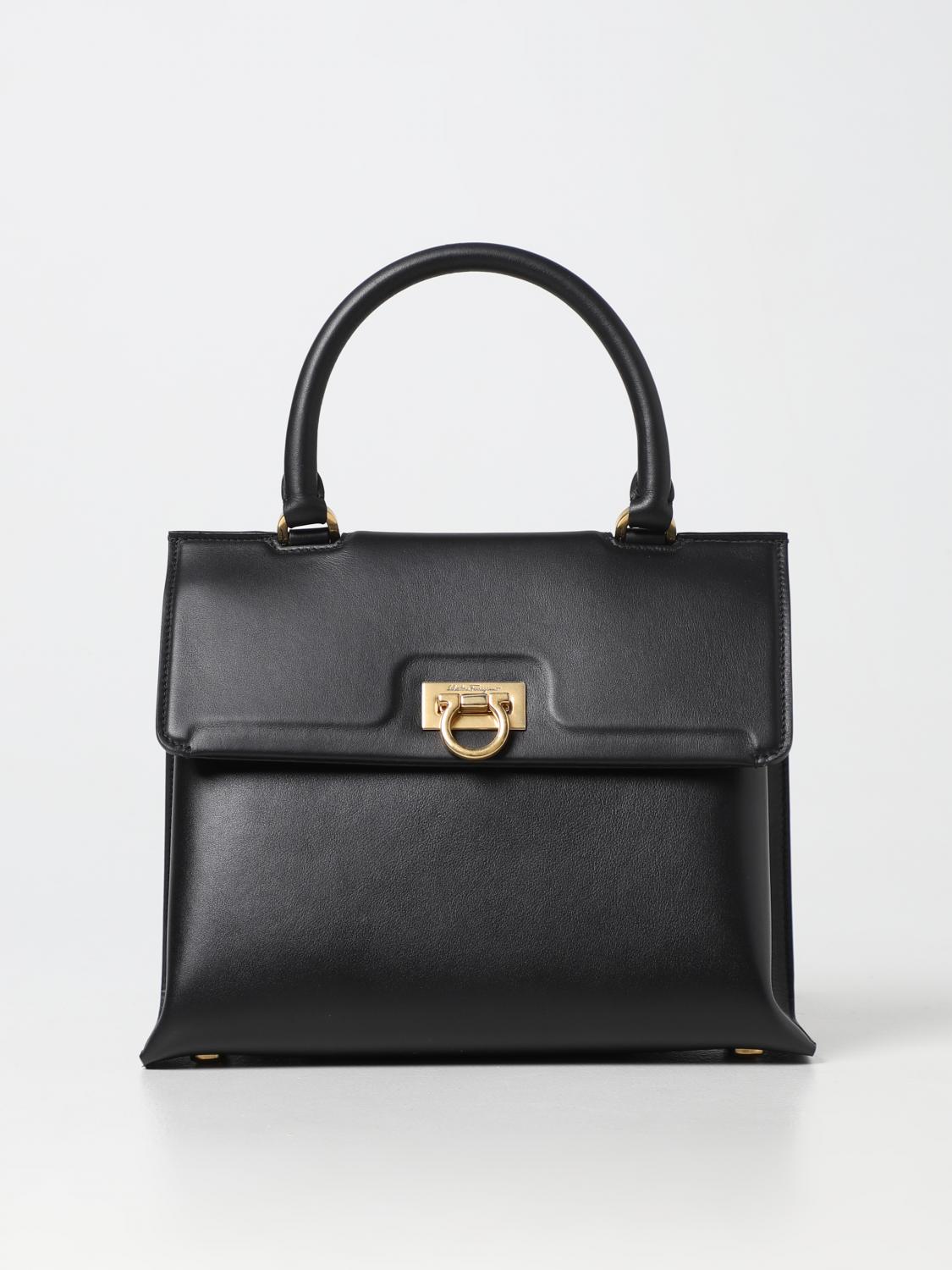 FERRAGAMO: Borsa Trifolio in pelle - Nero | Borsa A Spalla Ferragamo ...