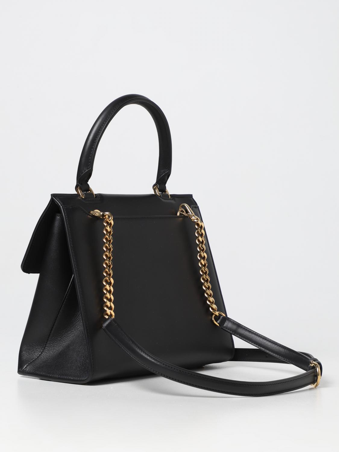 FERRAGAMO: Borsa Trifolio in pelle - Nero | Borsa A Spalla Ferragamo ...